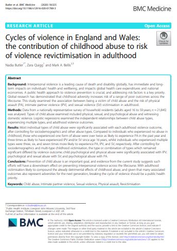 Cycles of violence in England and Wales: the contribution of childhood ...